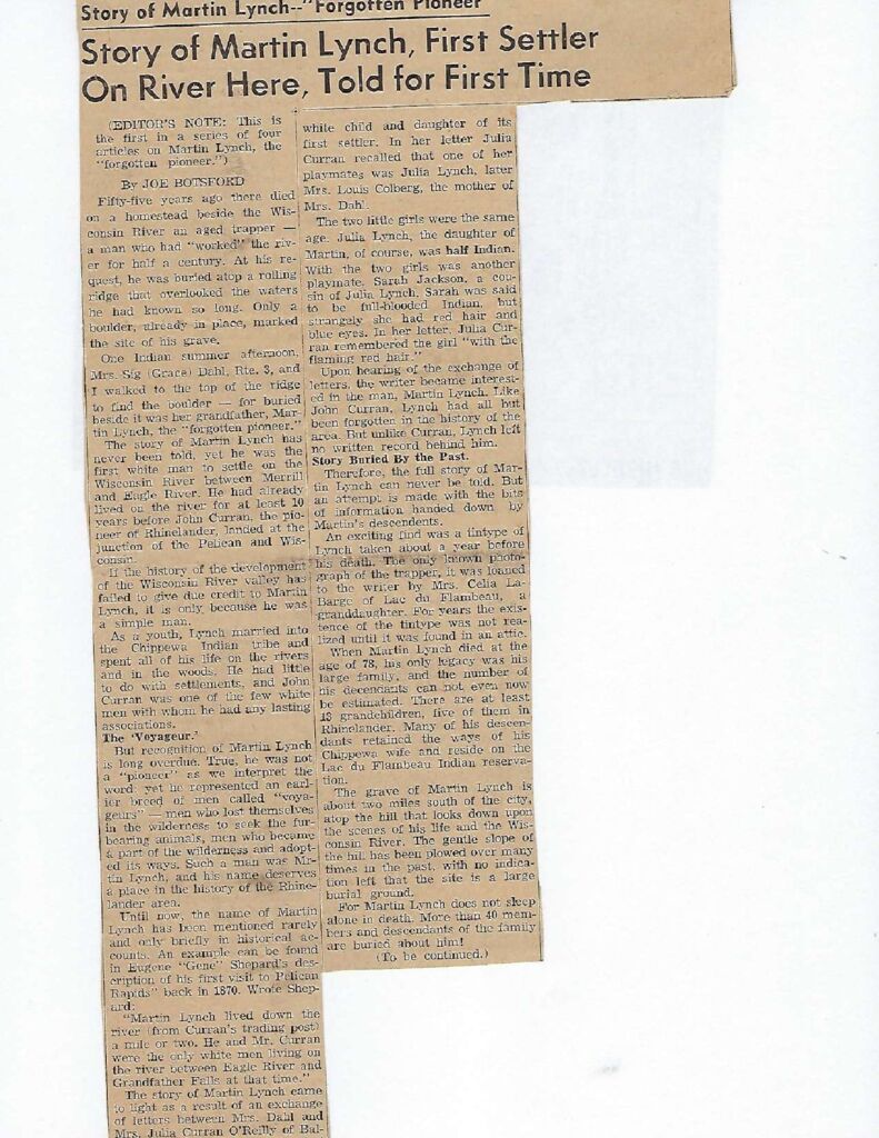 Story of Martin Lynch, First Settler on River Here, Told for First Time ...